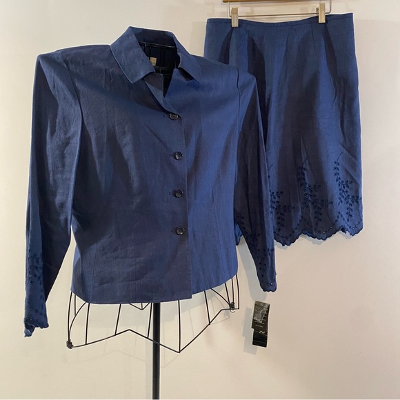 Kasper | Jackets & Coats | Nwt Kasper Blue Suit Jacket And Skirt With ...